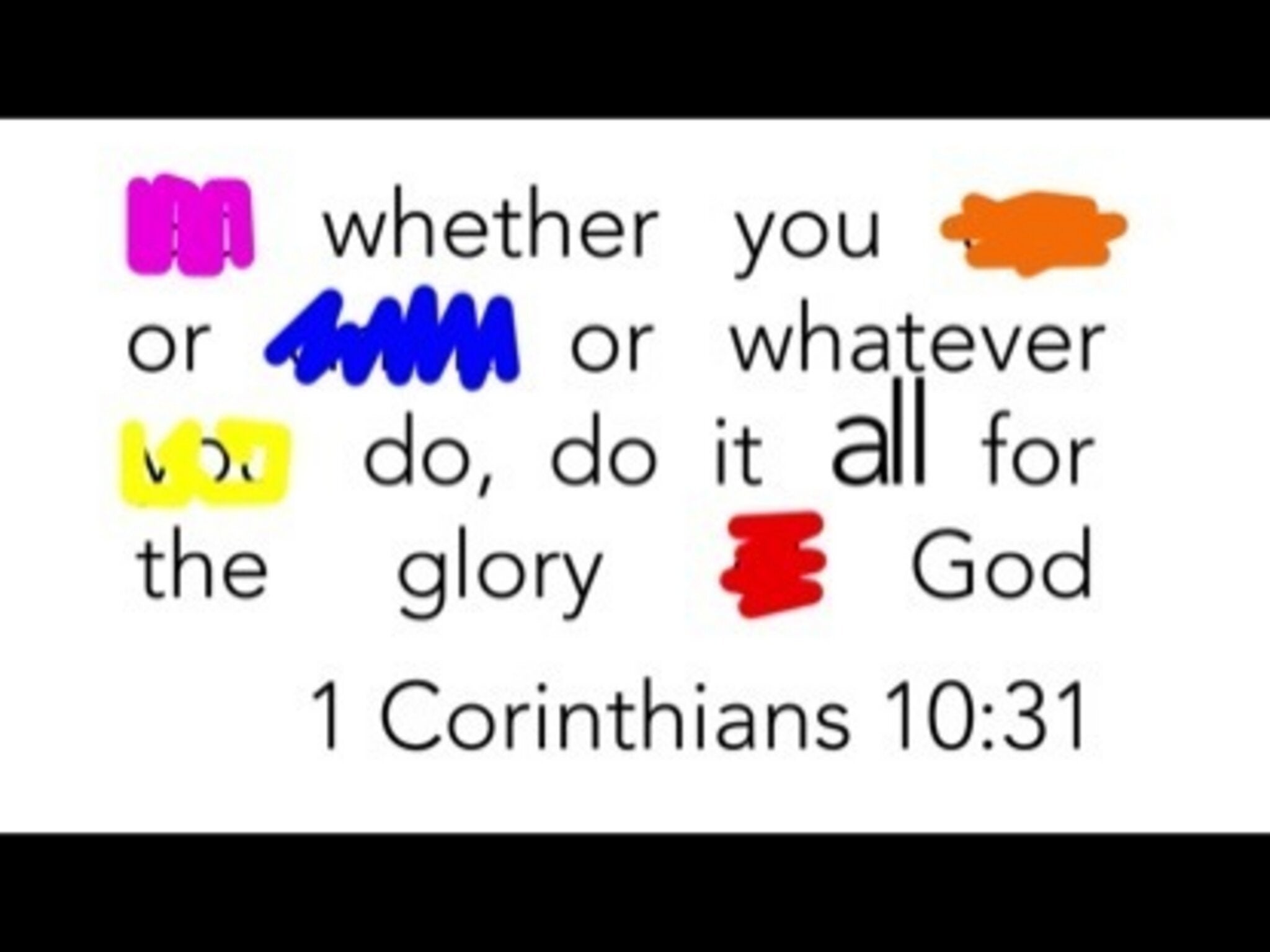 Scribble Verse- 1 Corinthians 10:31 | Little Town Media | Games ...